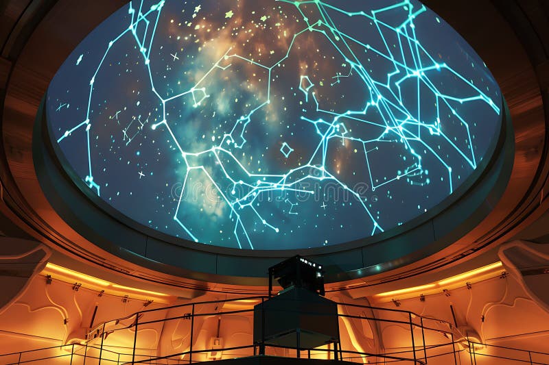 Stunning Celestial Projection in Modern Planetarium Dome Stock Illustration - Illustration of ...