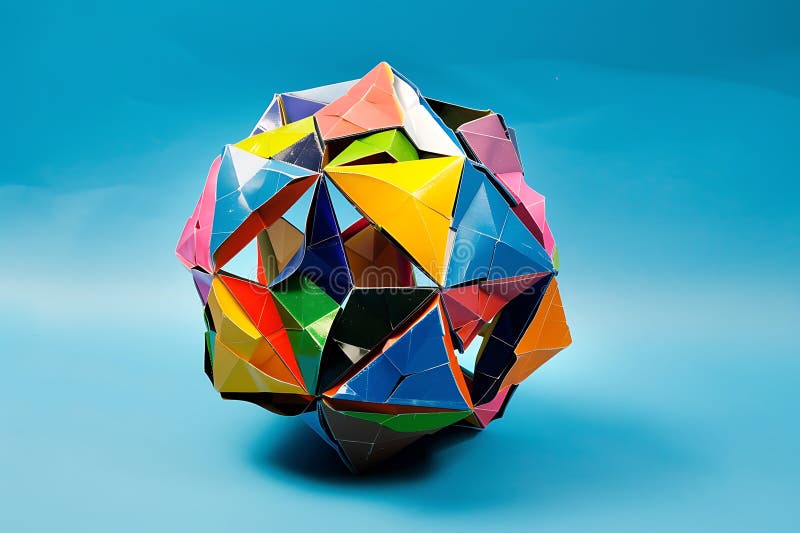 Multifaceted Geometric Origami Sphere in Vibrant Hues Stock ...