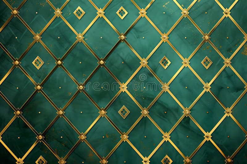 Exquisite Emerald Green and Gold Geometric Wall Panel Design Stock ...