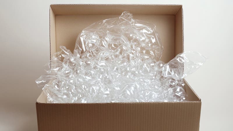 An Overflowing Cardboard Box Filled with Bubble Wrap Creates a Playful ...