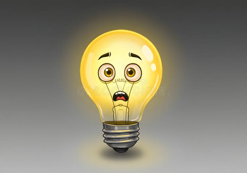Scared Cartoon Lightbulb Illustration - Generated Using Ai Stock ...