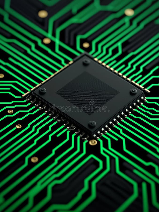 Glowing Green Network Tree Design with Circuit Patterns and Central ...