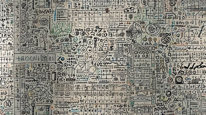 A Wallpaper Resembling Notebook Paper with Creative Doodles of Math and ...