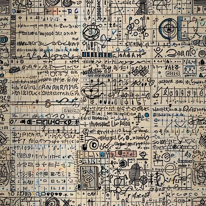 A Wallpaper Resembling Notebook Paper with Creative Doodles of Math and ...