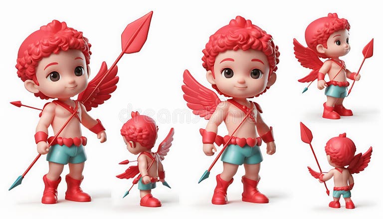 Adorable Cupid 3D Model Red Wings Spear Hearts Stock Illustration ...