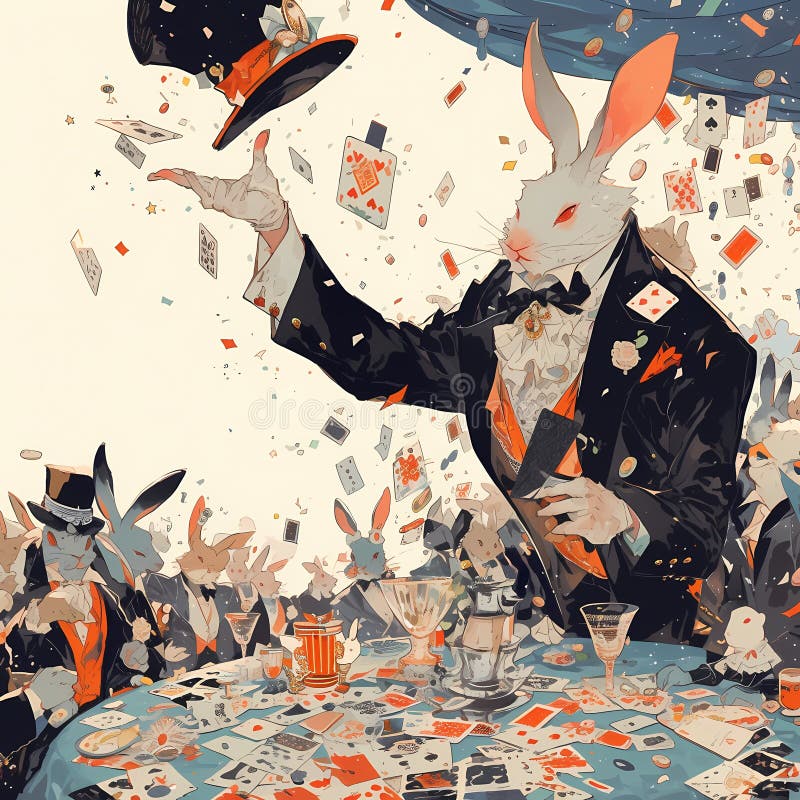 Elegant Magic Rabbit Performance Stock Illustration - Illustration of ...