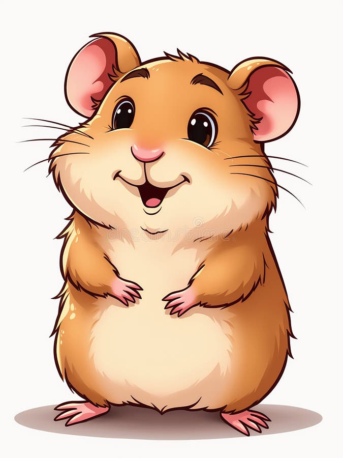 Cute Cartoon Hamster with a Happy Expression Stock Photo - Illustration ...