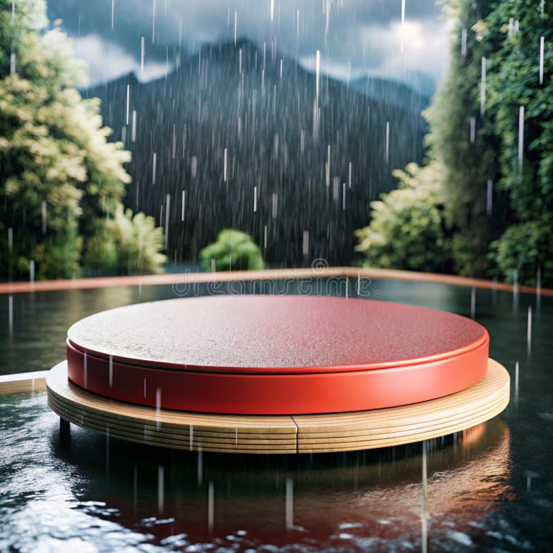 Rain-Kissed Podium: a Serene Outdoor Stage Stock Illustration ...