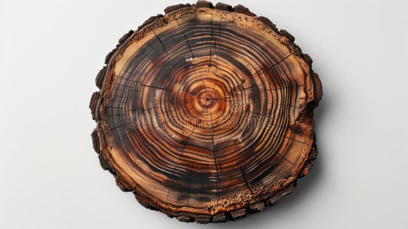 Circular Wood Piece with Annual Ring - Top View Isolated on White ...