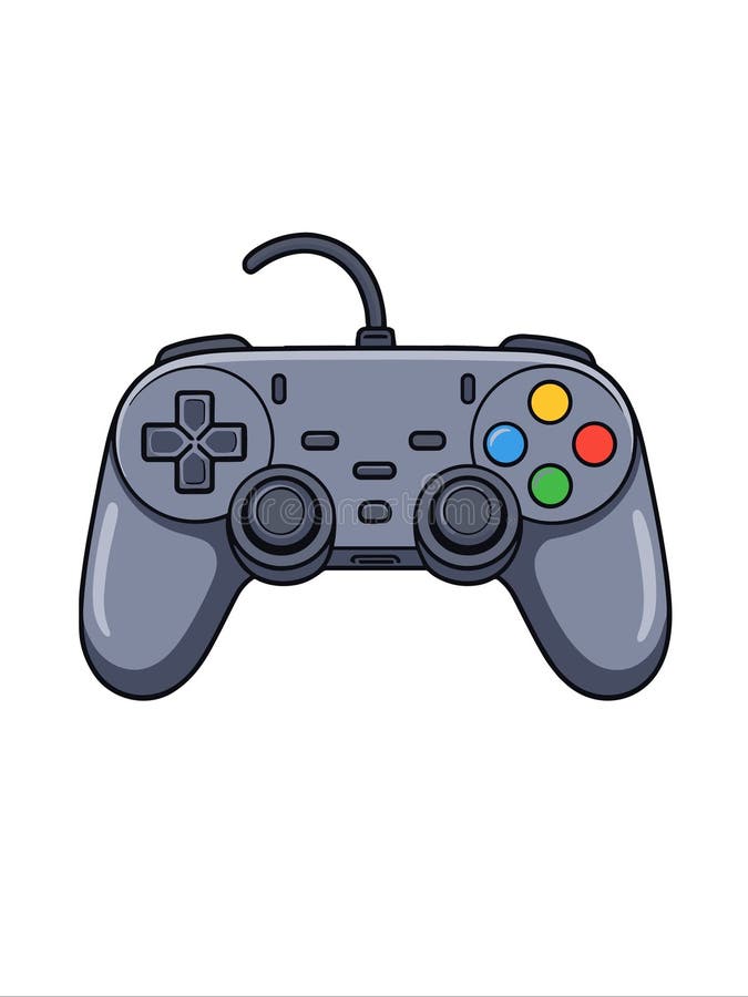 Classic Wired Game Controller Retro Gaming Console Accessory Stock Vector - Illustration of ...