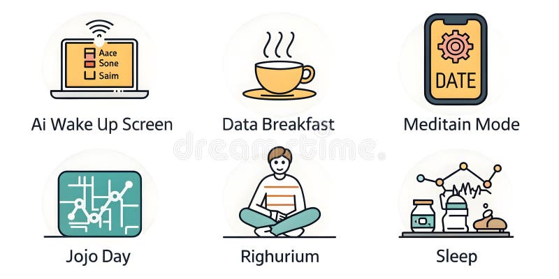 Modern AI Wake-Up Screen Interface Design with Data Visualization Stock ...