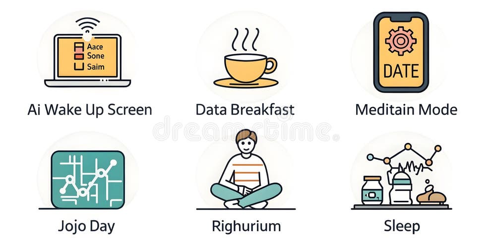 Modern AI Wake-Up Screen Interface Design with Data Visualization Stock ...