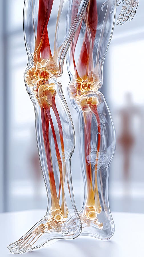 Transparent Human Legs with Muscles and Joints Focused on Medical ...