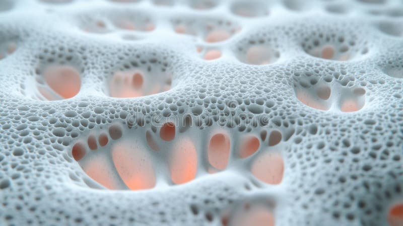 Porous Surface with Glowing Orange Light Creates an Abstract ...