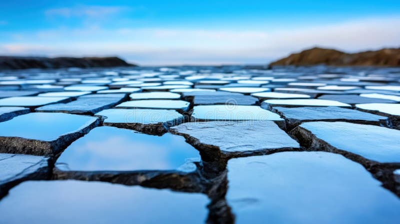 Reflective Stone Tiles Create a Mesmerizing Pattern Against a Vibrant ...