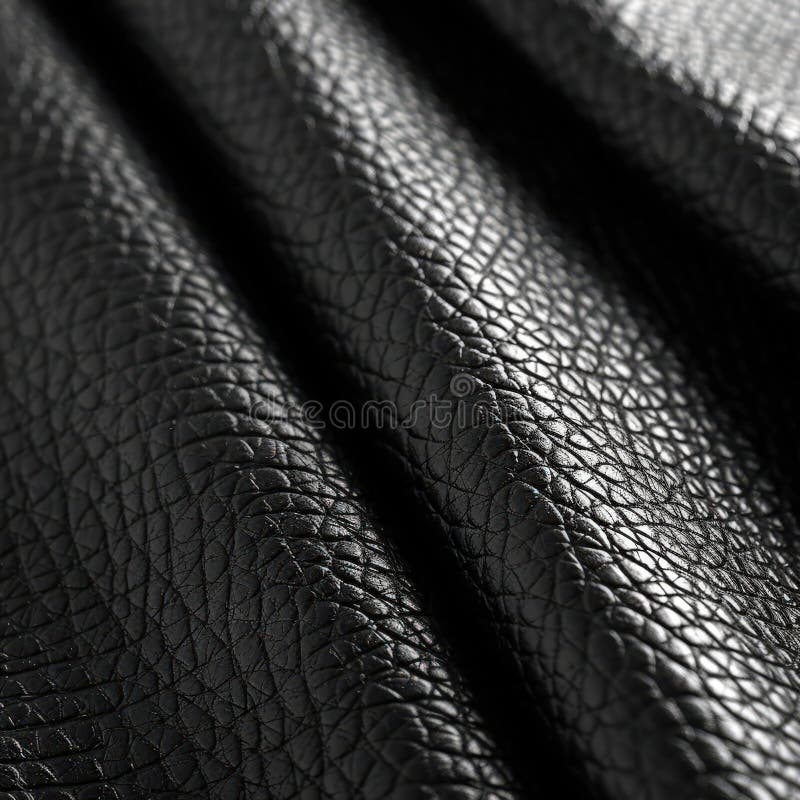 Close-Up of Black Leather Material Displaying Textured Surface Stock ...