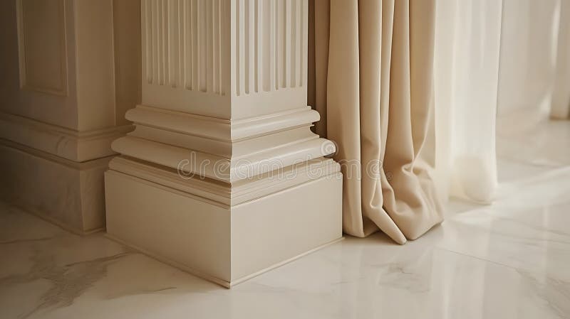 Elegant Cream Column Base and Drapery Detail Stock Image - Image of ...