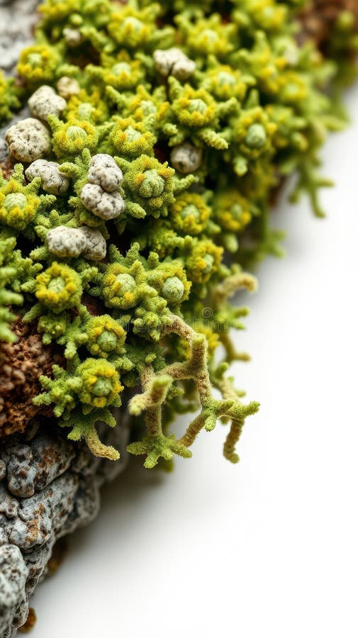 Close-up of Vibrant Green Moss with Unique Structures on Rocky Surface ...