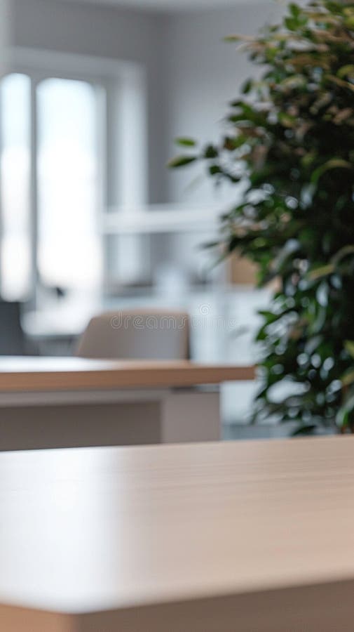 Close Up View of a White Tabletop in a Modern Office Space Stock ...