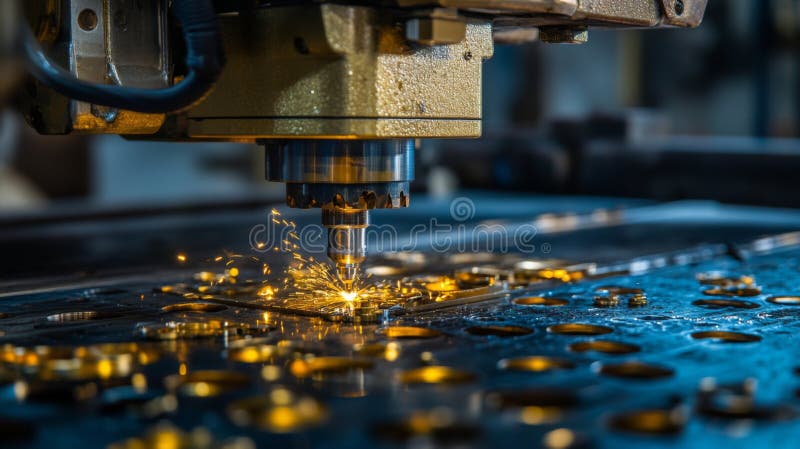 A Mesmerizing View of a High-tech CNC Machine at Work. Sparks Fly As it ...
