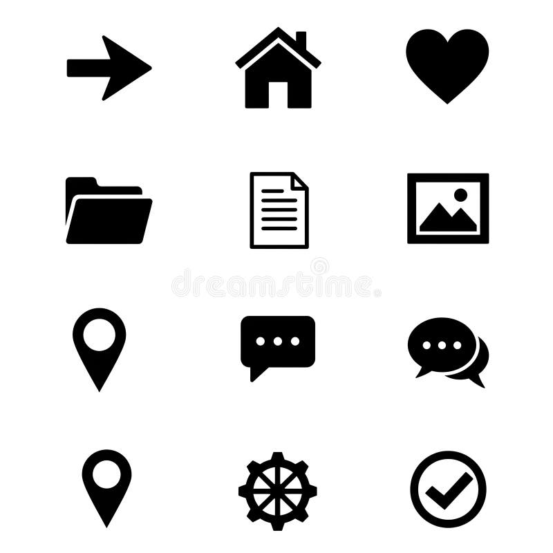 Basic UI Icons Set stock illustration. Illustration of arrow - 375304461