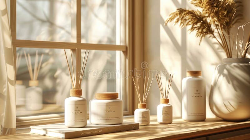 Aesthetic Collection of Incense Sticks and Diffusers for Branding Mockup Stock Illustration ...