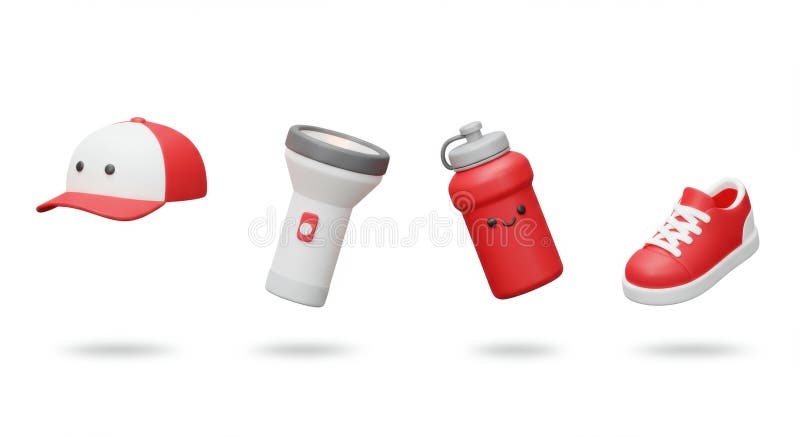 Red and White 3D Rendered Items Stock Illustration - Illustration of ...