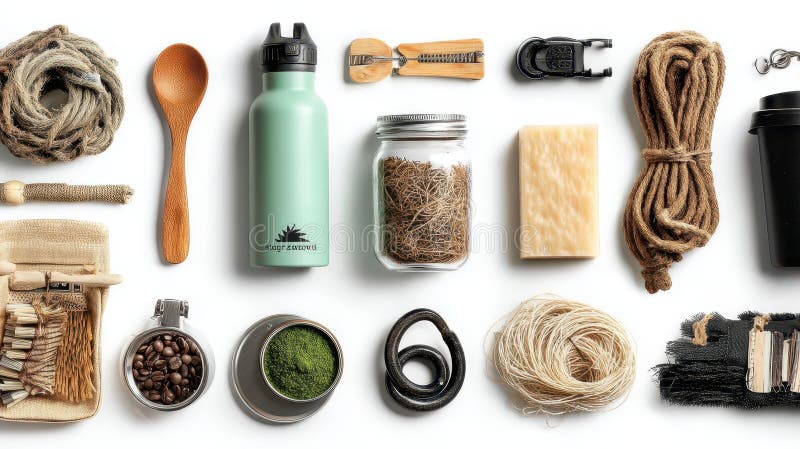 Zero Waste Kit: Sustainable Essentials Stock Illustration ...
