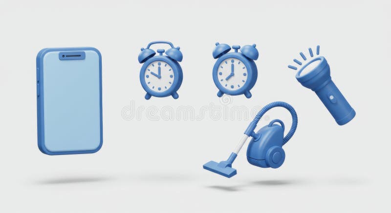 Blue 3D Rendered Objects stock illustration. Illustration of routine ...