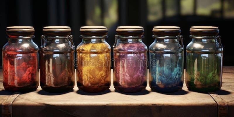 Glass Jars with Different Colors Stock Illustration - Illustration of ...