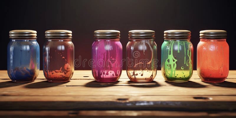 Glass Jars with Different Colors Stock Illustration - Illustration of ...