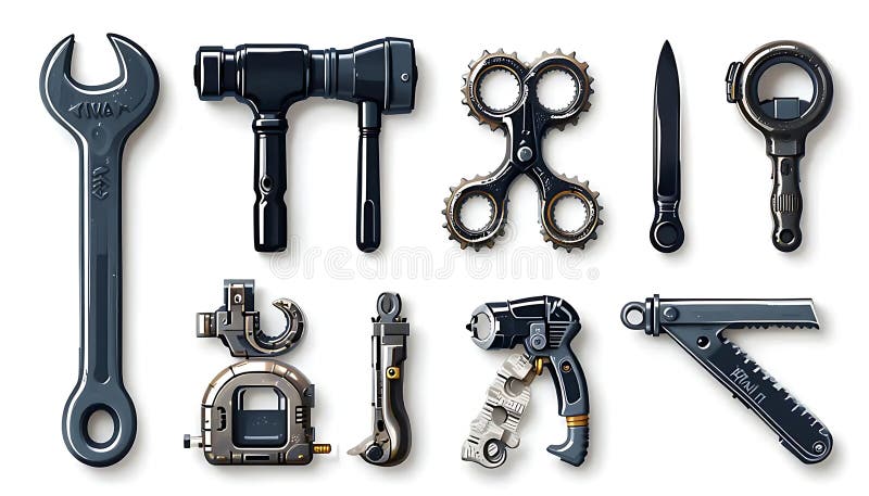 Steampunk Tool Collection stock image. Image of fastening - 379989339