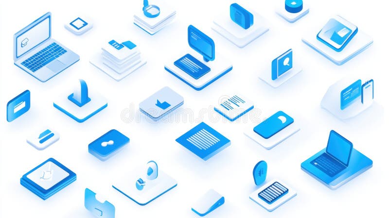 Digital Technology Isometric Icons Stock Illustration - Illustration of ...