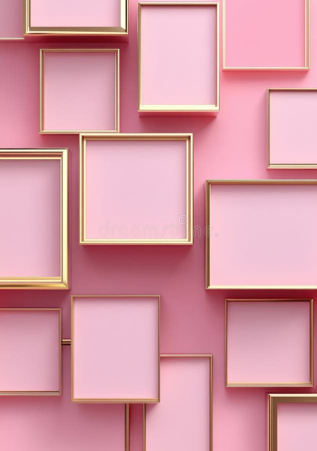 Minimalist Gold-edged Boxes on a Soft Pink Background Stock Image ...
