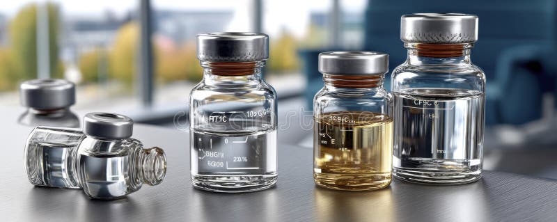 This Image Showcases a Collection of Secure Chemical Bottles ...