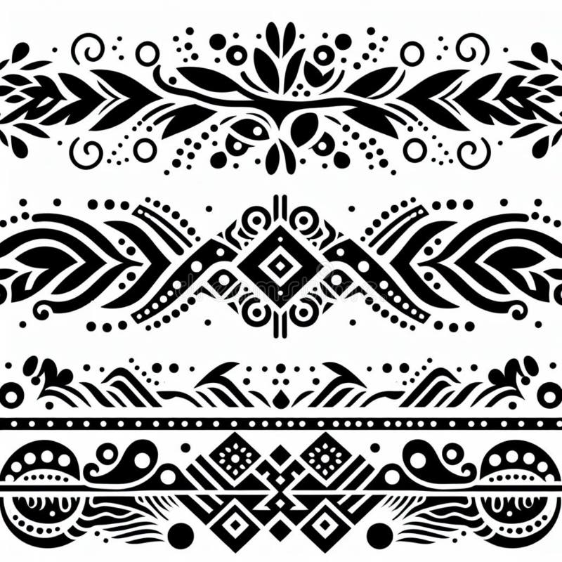 Traditional Tribal Patterns and Symbols in Black and White for Cultural ...