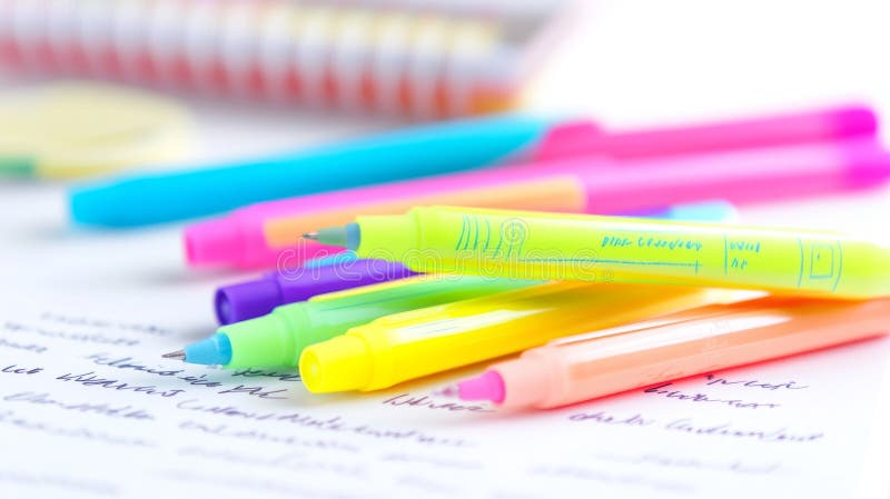 A Vibrant Assortment of Colorful Highlighters Arranged Neatly. Ideal ...