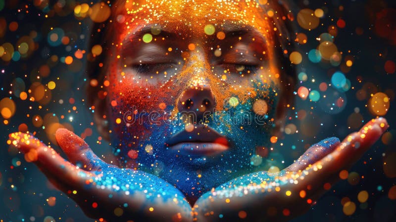 Creative Mind Explosion: Colorful Silhouette of Hand with Painted ...