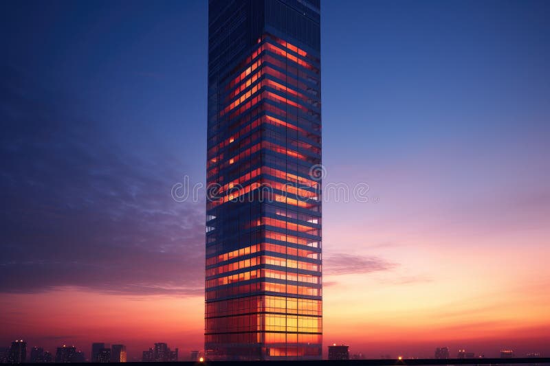 This Image Showcases a Colossal Building Soaring into the Sky, Adorned ...