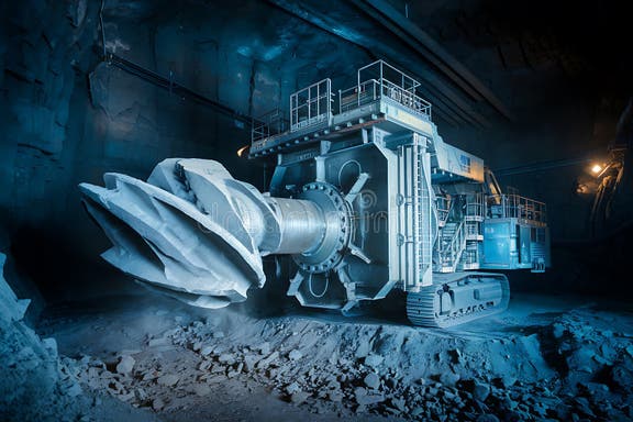 A Massive Mining Roadheader Operating Deep Underground Stock ...
