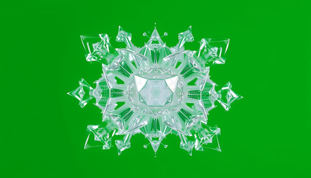 Crystalline Snowflake Design Isolated on Green Screen Background Ideal ...