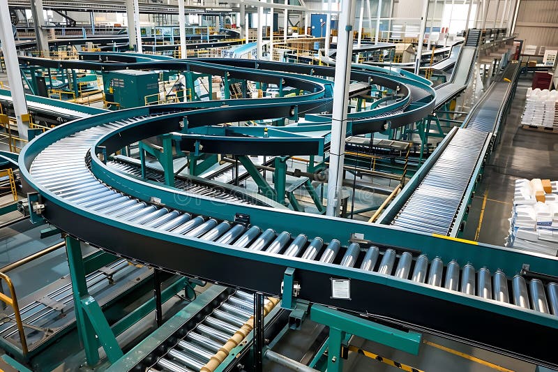Automated Roller Conveyor System in a Modern Warehouse Stock ...