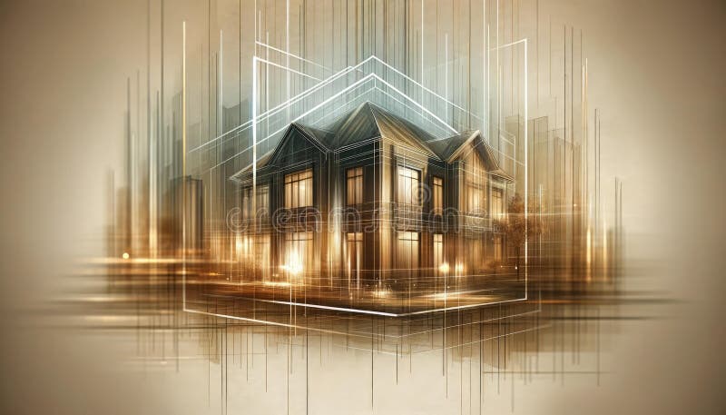 Futuristic Architectural Concept of a House with Glowing Lines and ...