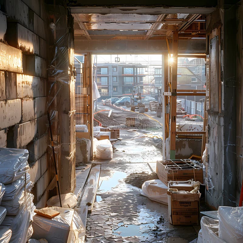 Construction Site Entrance, Overcast Sky, Industrial Setting Stock ...