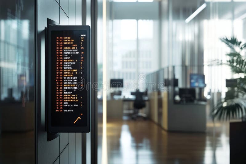 A Modern Office Space Featuring a Digital Display Board. the Sleek ...