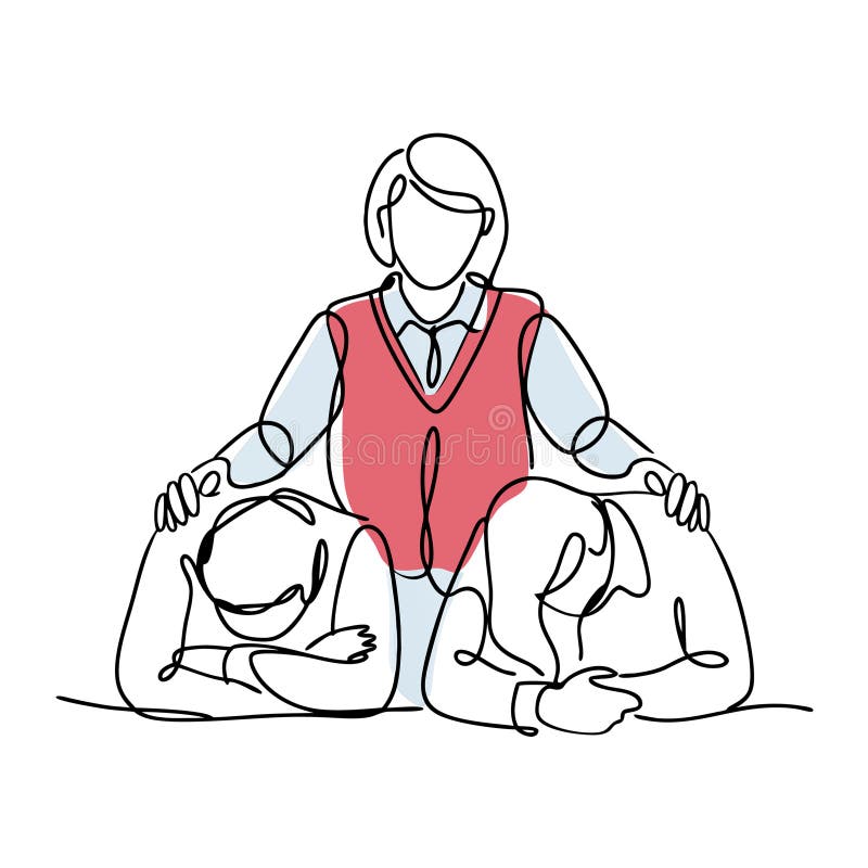 Supportive Teamwork Compassionate Leadership Continuous Line Art Vector ...