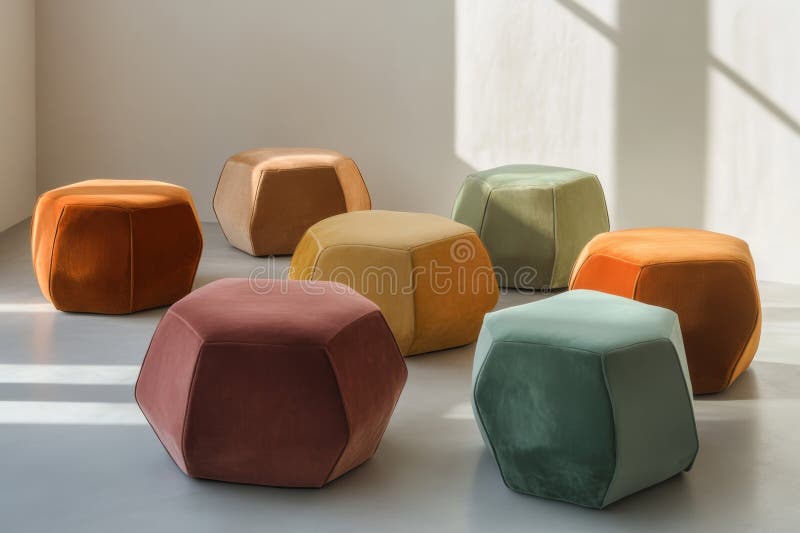 Artistic Poufs Arrangement in Studio Stock Illustration - Illustration ...
