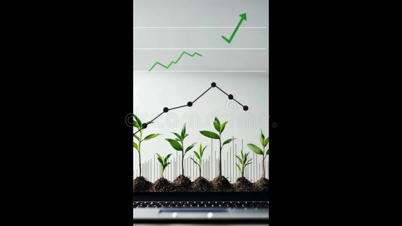 Growth Chart with Green Plants and Soil for Environmental Visualization ...
