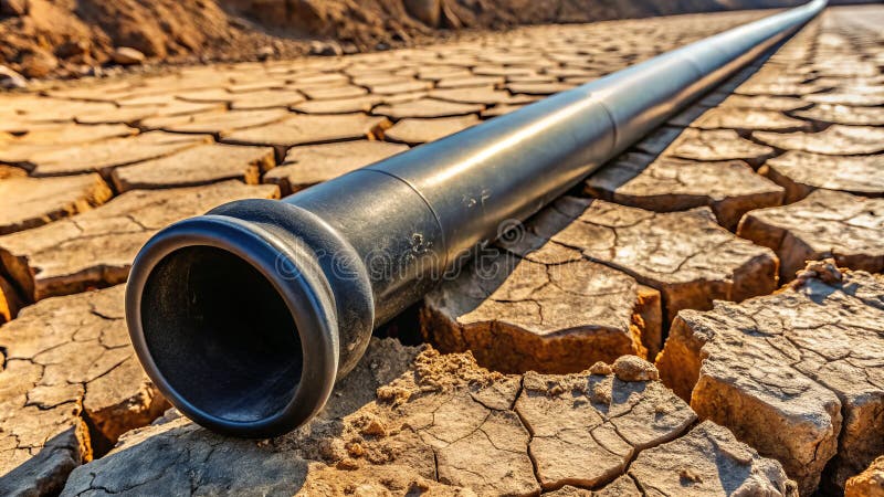 Clogged Water Pipe in Dry, Cracked Earth: a Visual Representation of ...