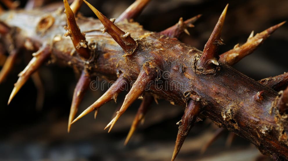 Intricate Crown of Thorns Sharp Spines Weathered Wood and Symbolic ...